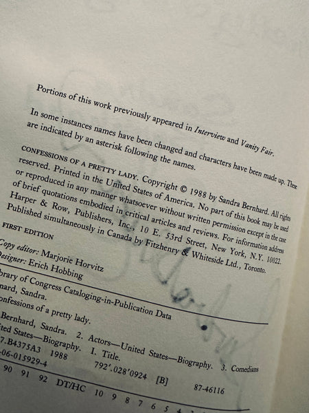 Sandra Bernhard confessions of a pretty lady autographed original hard ...