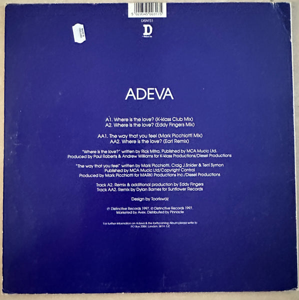 Adeva - Where Is The Love? / The Way That You Feel UK LP Vinyl 12” sin ...