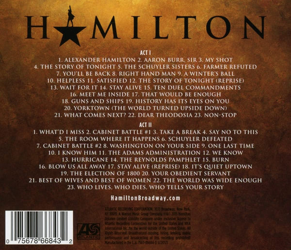 Hamilton Broadway Soundtrack 2CD - Used – Borderline MUSIC