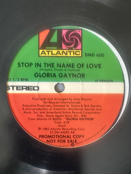 Gloria Gaynor stop in the name of love promotional 12" LP single 1982 ...