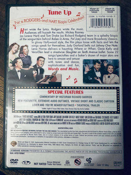 Words and music, MGM’s technicolor biggest musical DVD used ...