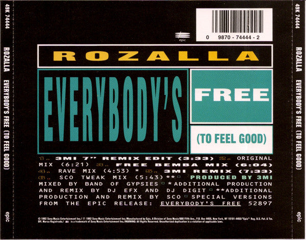 Rozalla - Everybody's Free (to feel good) US Maxi-CD single - Used ...