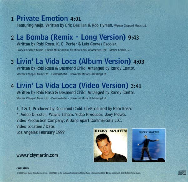Ricky Martin feat. Meja - Private Emotion (w/ poster) - Used CD Single ...