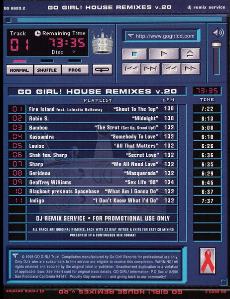 Go Girl! 20 - House Remixes - (Various) 1998 - CD - Used – Borderline MUSIC