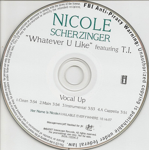 Nicole Scherzinger Whatever U Like (Promo CD single) Used – Borderline ...