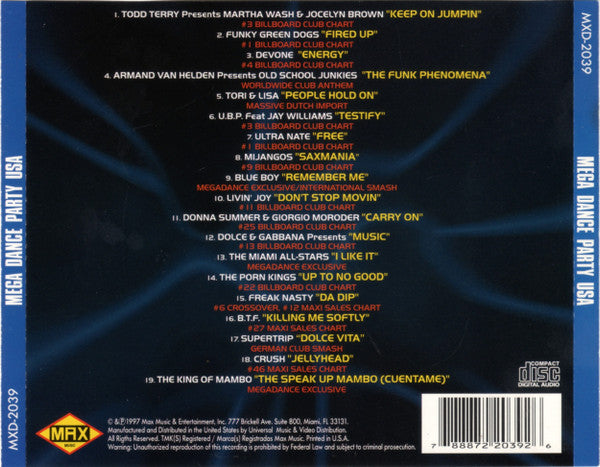 MEGA Dance Party USA (Various) CD - Used – Borderline MUSIC