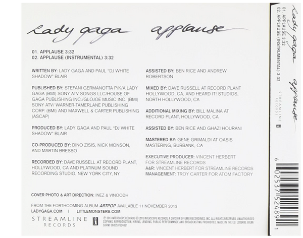 Lady Gaga - Applause (2-track) Import CD single- Used – Borderline MUSIC