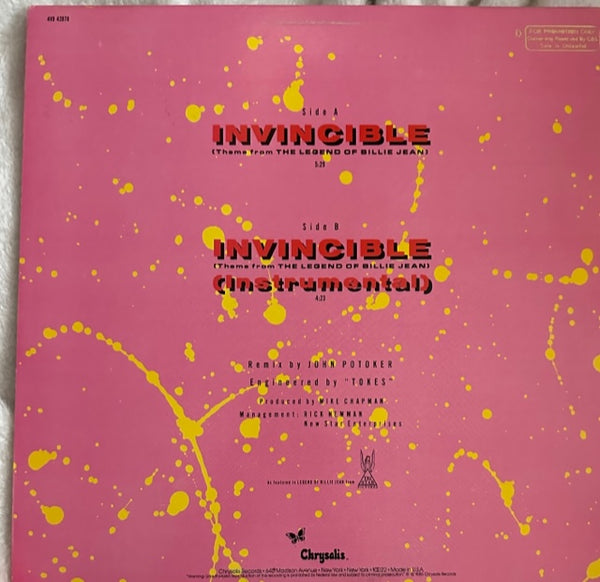 Pat Benatar - INVINCIBLE 12" Single LP vinyl (in cellophane) - Used ...