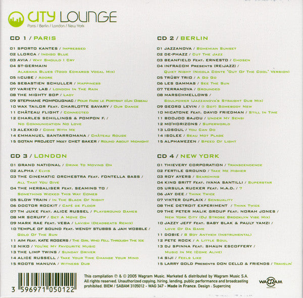CITY LOUNGE (4CD box set) (Import CD) Used – Borderline MUSIC